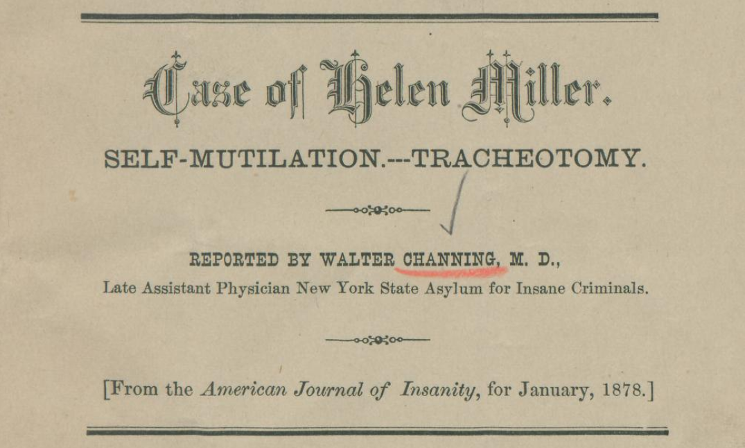 Case Of Helen Miller. – Self-Mutilation. – Tracheotomy. – Exploring ...