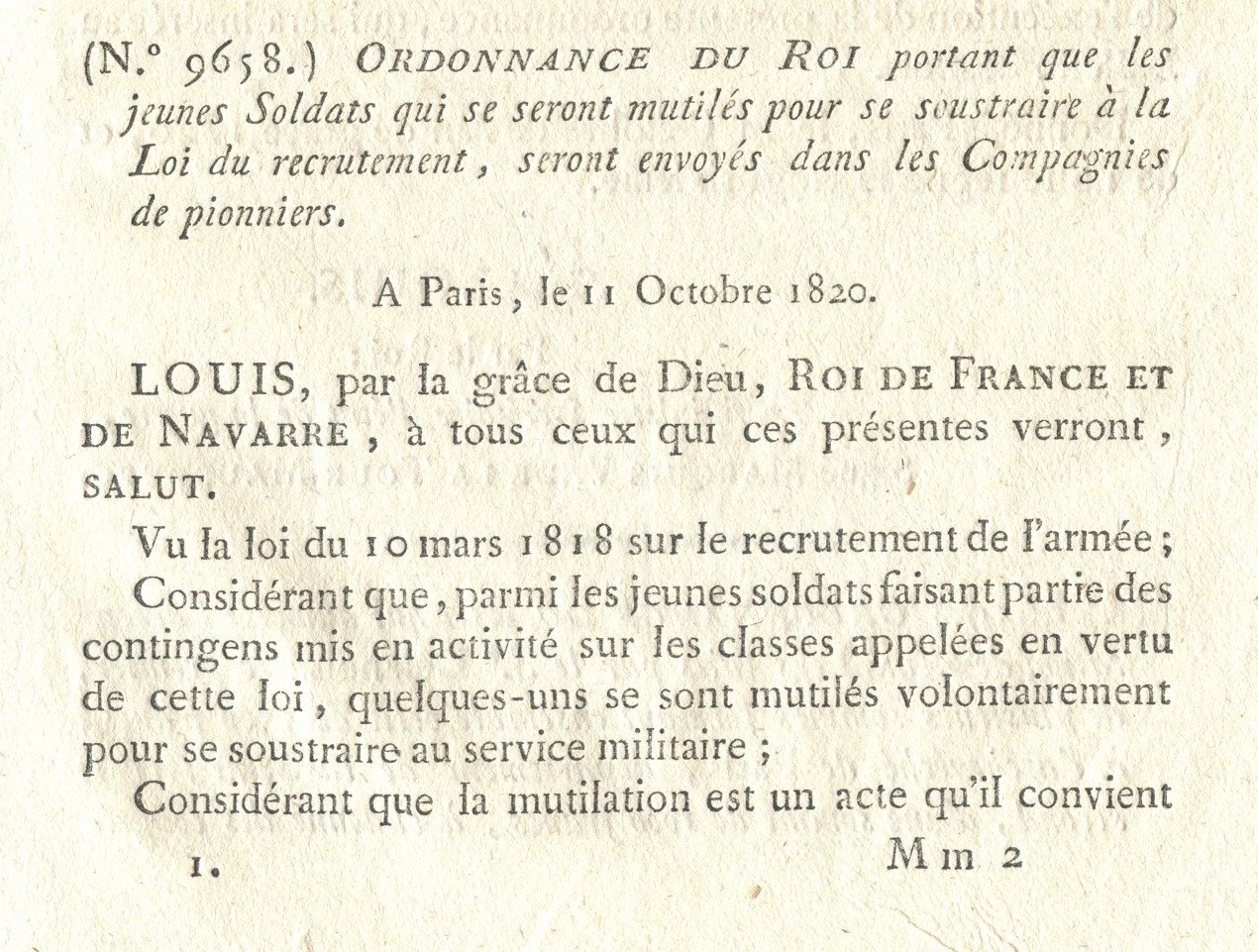 Self-mutilation to avoid military service in the early 19th century in ...