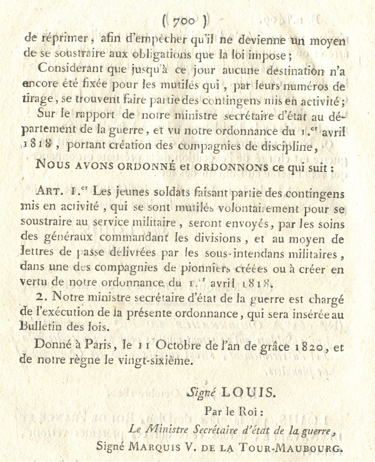 Self-mutilation to avoid military service in the early 19th century in ...